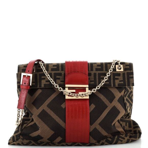 Fendi | Bags | Fendi Chain Flap Shoulder Bag Zucca Canvas Large Brown ...